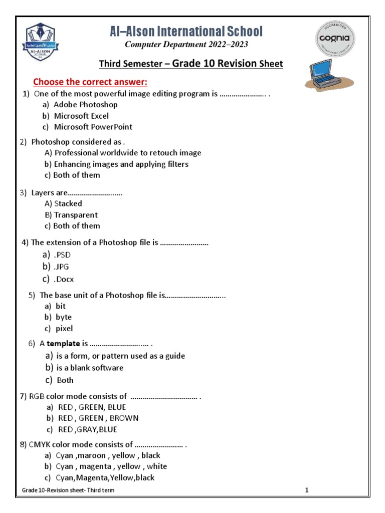 Grade 10 Sem3 Revision Sheet 2022-2023 | PDF