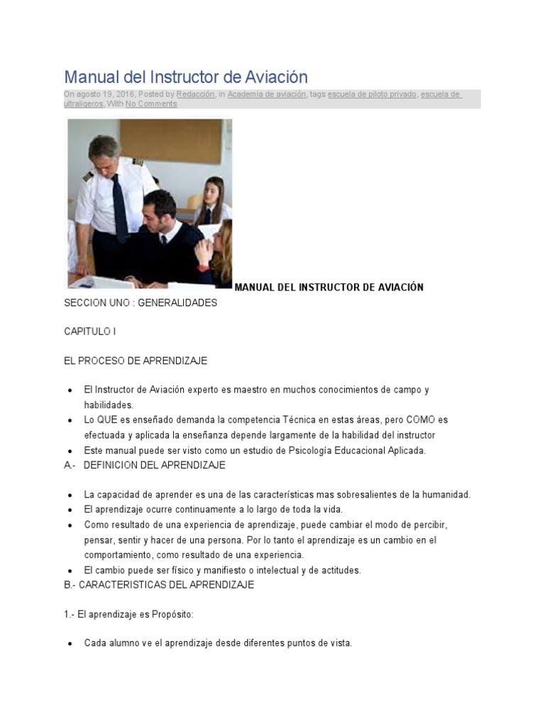 Manual Del Instructor de Aviación | PDF