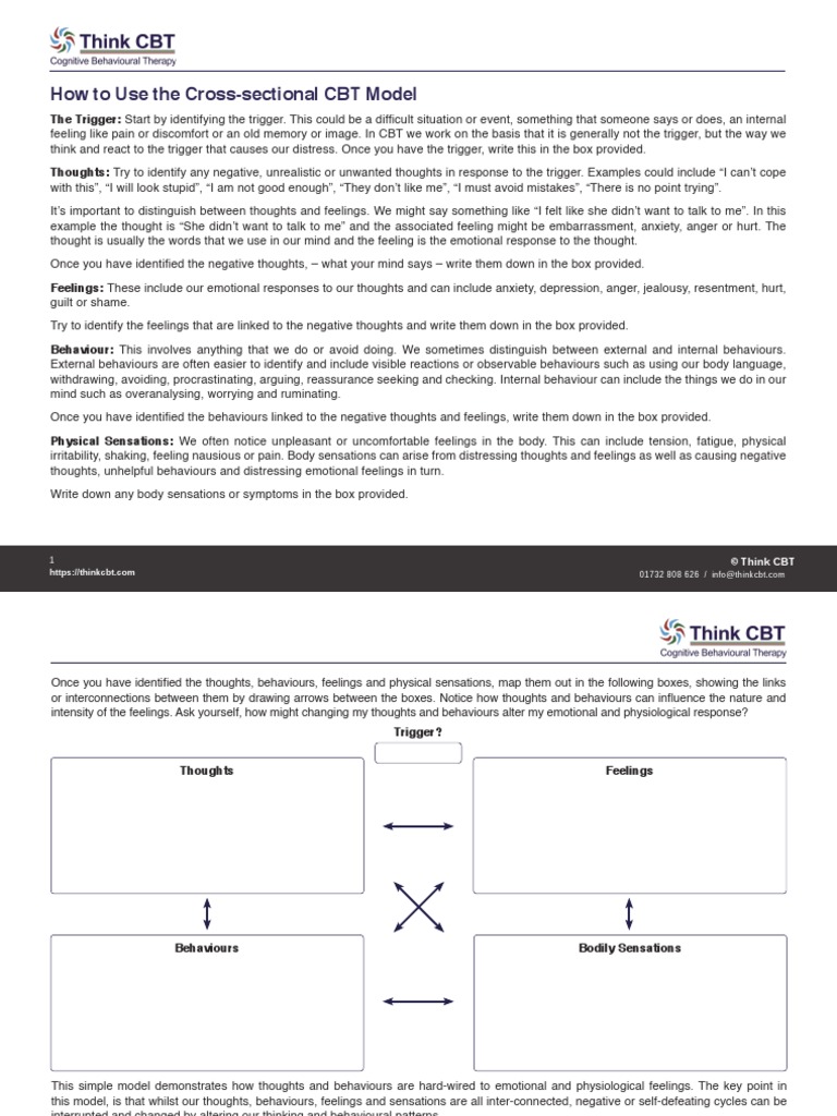 Think CBT - Exercise 7 Cross Sectional CBT Model V10 | PDF