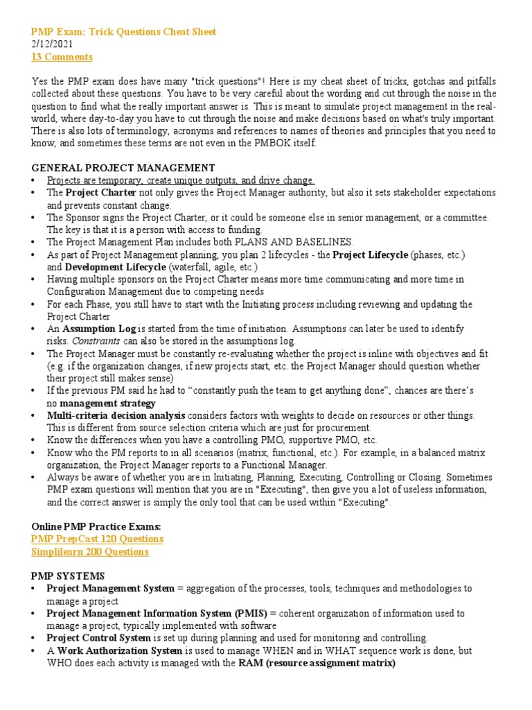 PMP Exam Notes | PDF