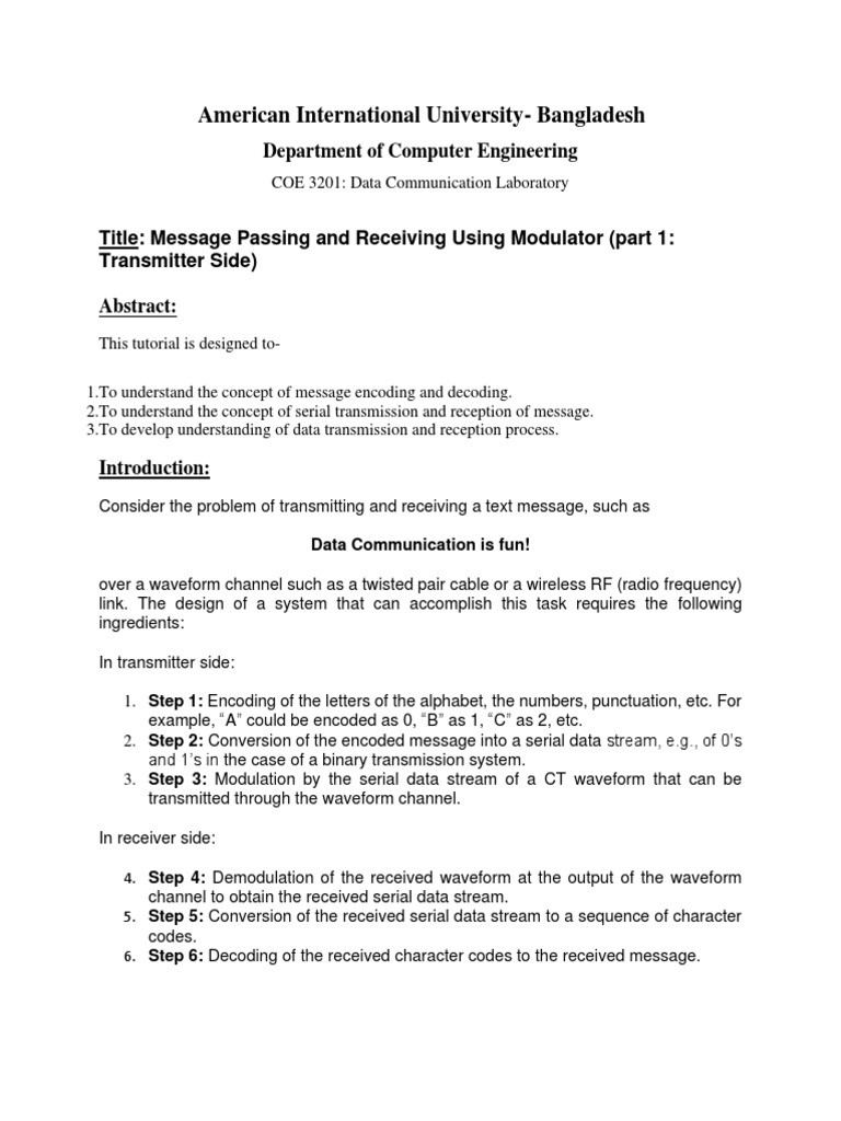 Data Comm EXP 9 Student Manual | PDF | Modulation | Code