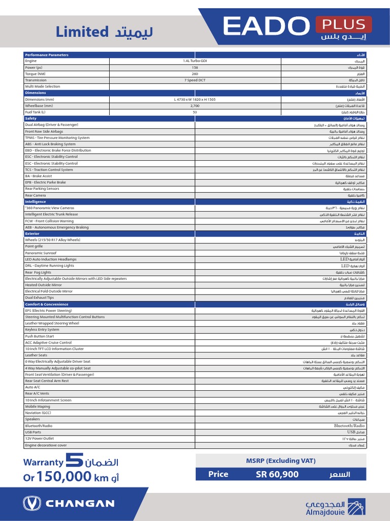 EADO PLUS Specs Sheet 2021 | PDF