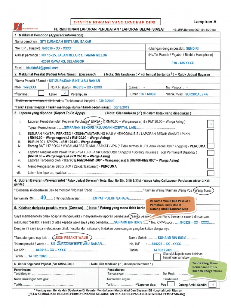 Contoh Cara Isi Borang - Sendiri 1 | PDF
