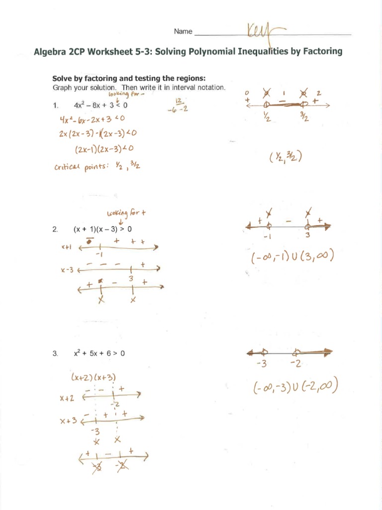 10 - Polynomial Inequalities Key | PDF