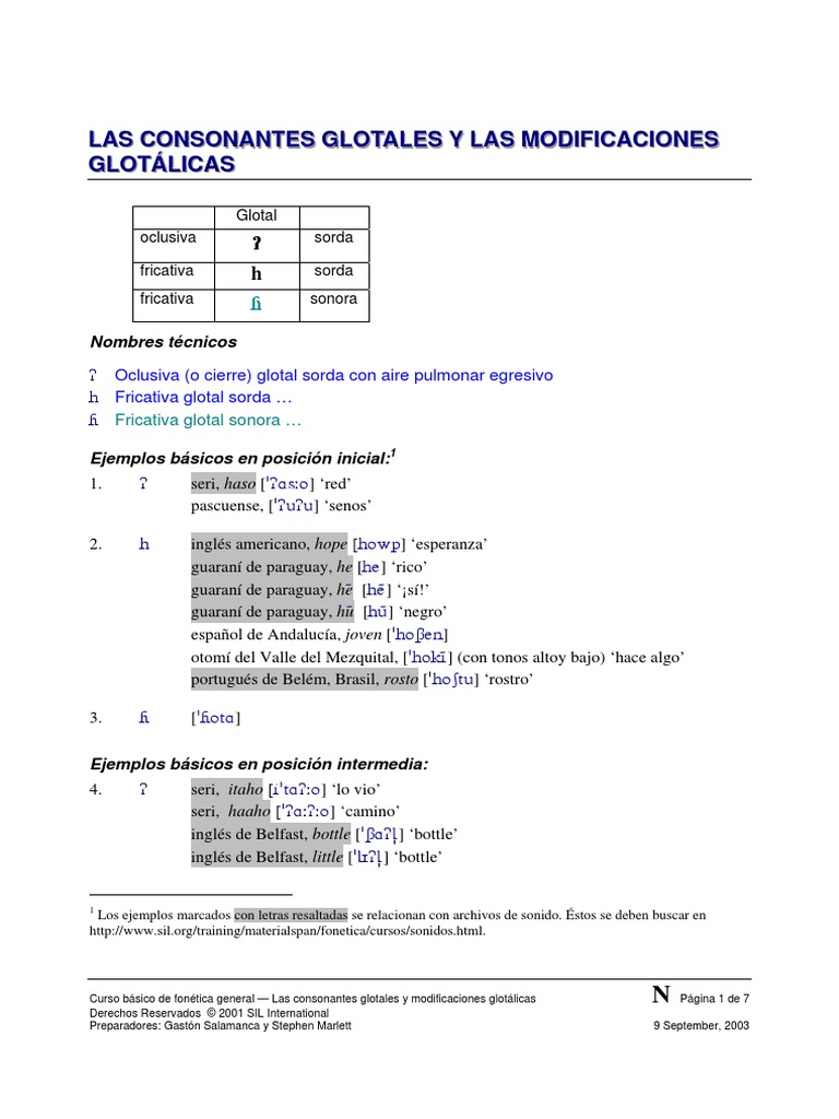 Glotales y Modificaciones Gloticas | PDF