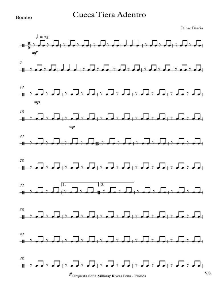 Cueca Tiera Adentro - Bombo | PDF