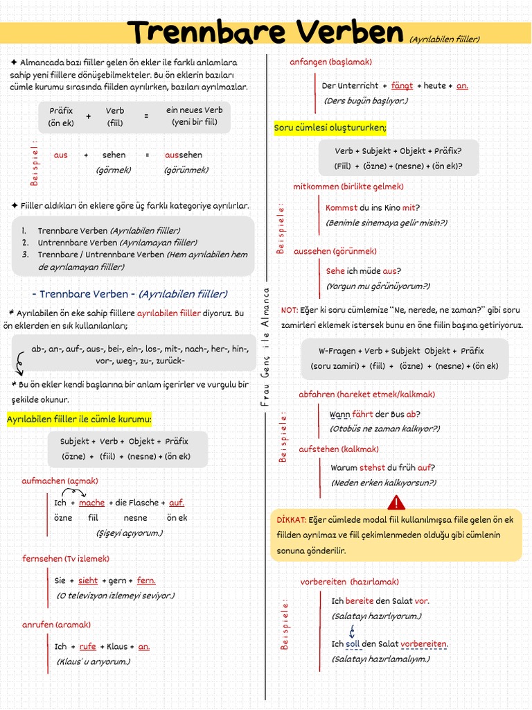 Ders 18 - Trennbare Verben | PDF