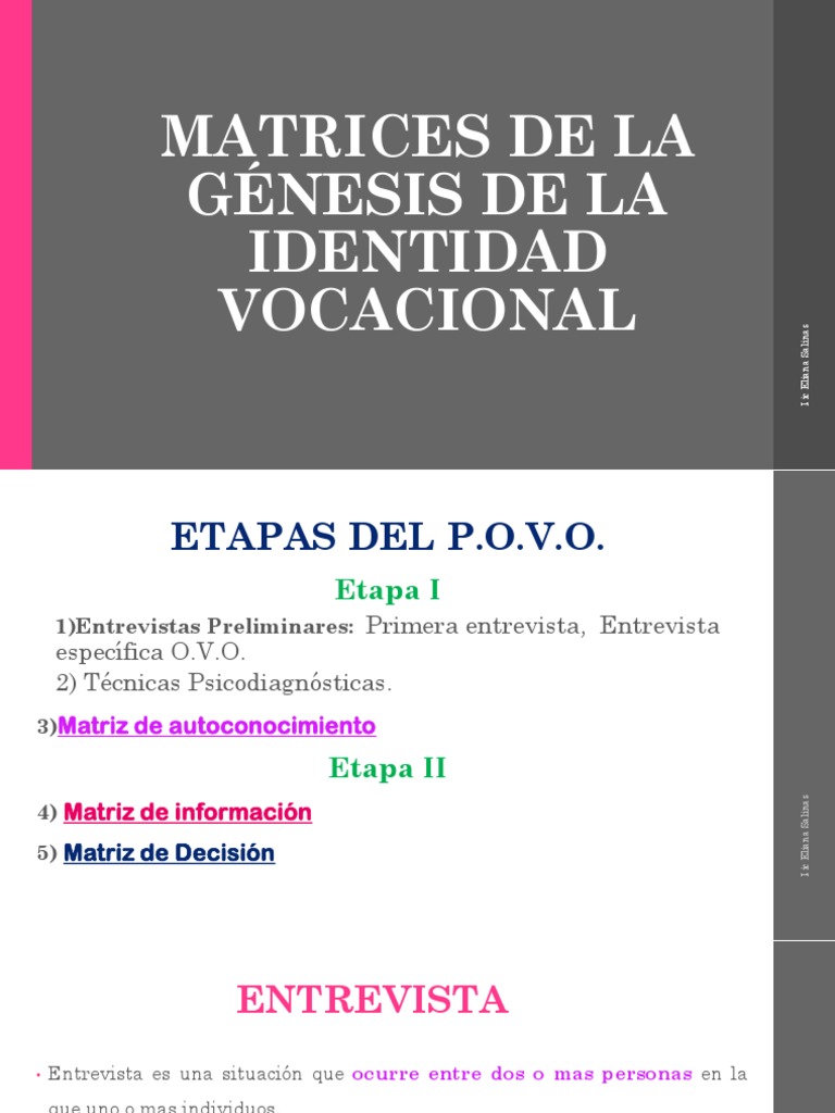 Matrices en Identidad Vocacional | PDF | Matriz (Matemáticas) | Sicología