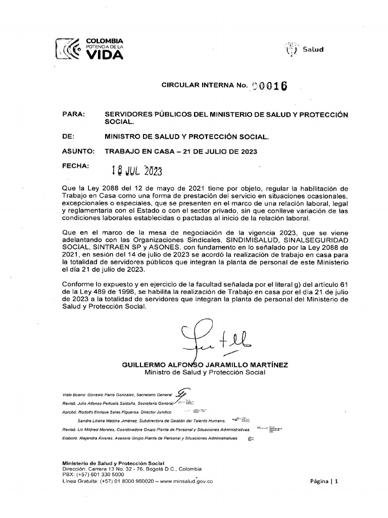 Circular Interna No. 16 de 2023 | PDF