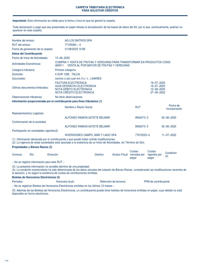 Carpeta Los Batros Spa | PDF | Pagos | Business