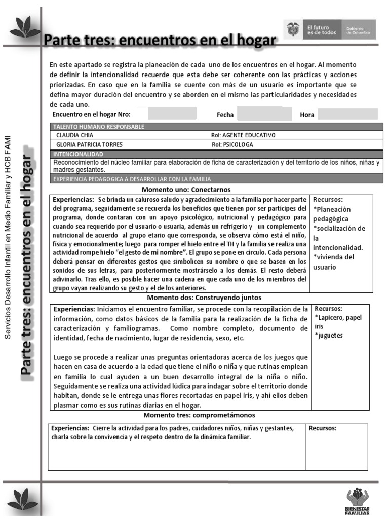 Fformato de Planeación en El Hogar - Caracterizacion | PDF | Socialización | Ciencias del ...