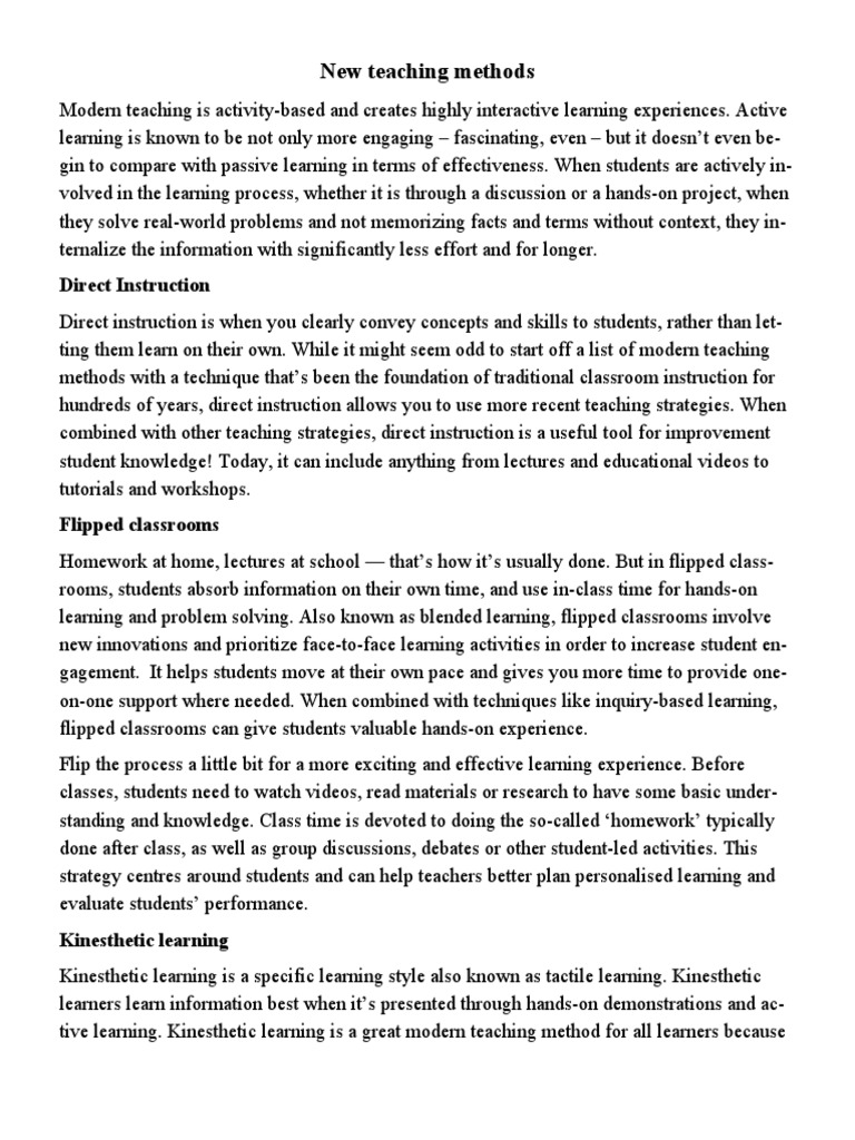New Teaching Methods | PDF | Learning | Teaching Method