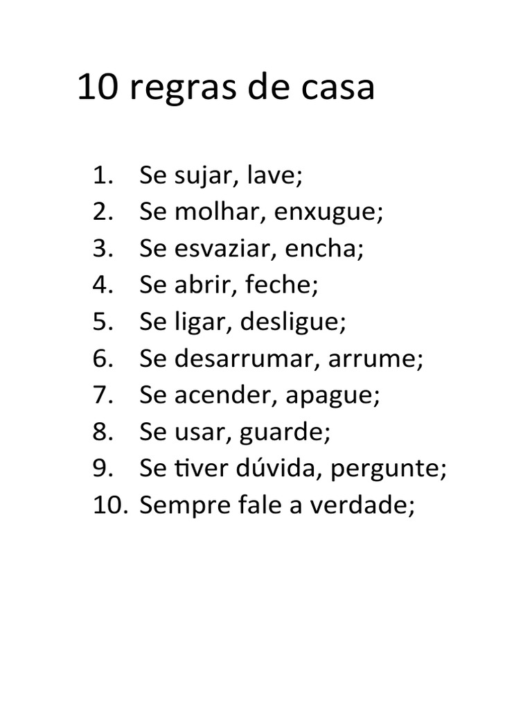 10 Regras de Casa | PDF