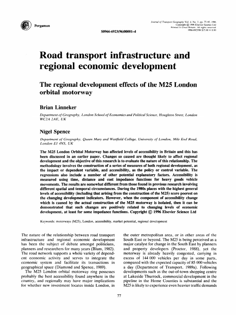 Nigel Spence - Road Transport Infrastructure and Regional Economic ...