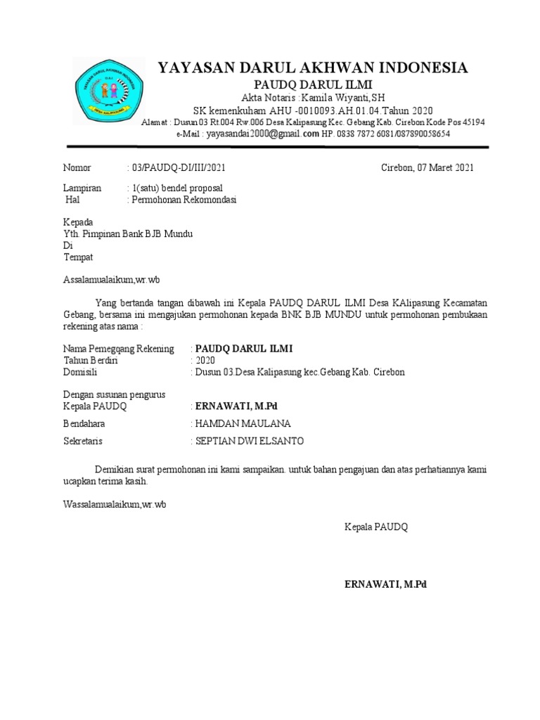 Surat Ajuan BJB | PDF