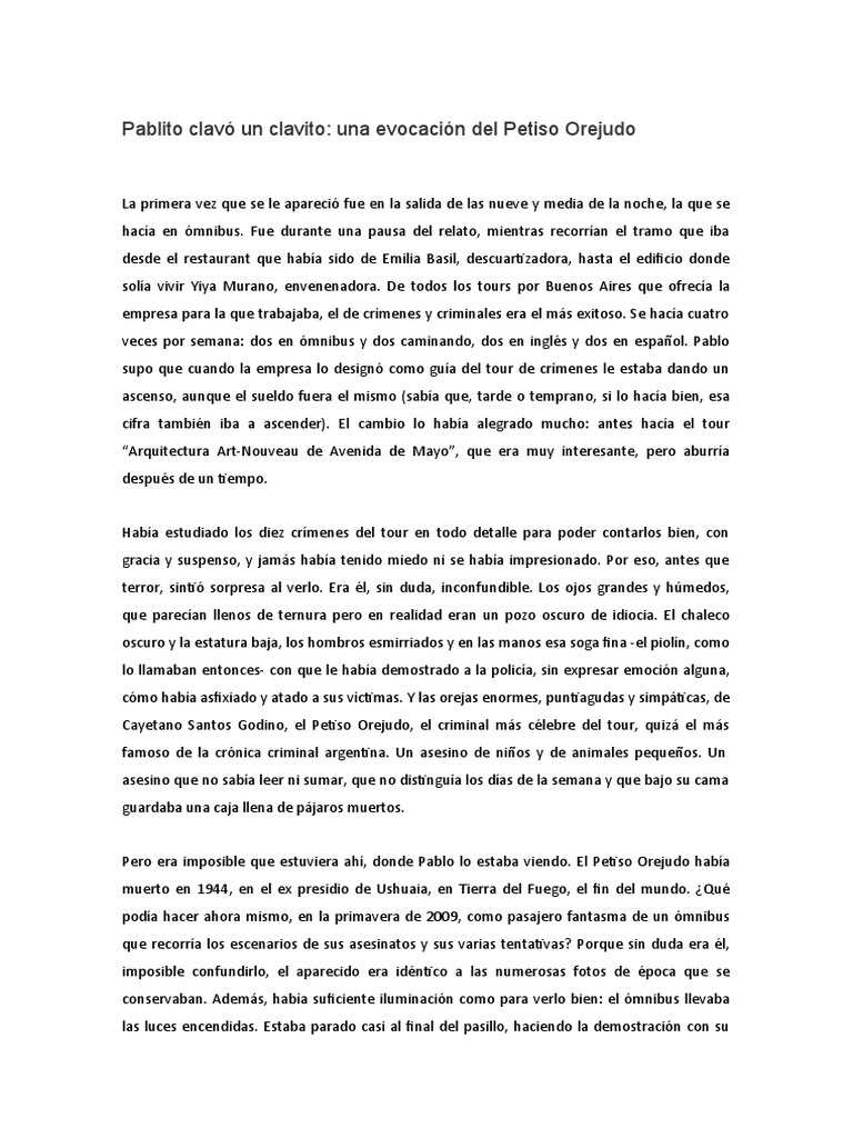 Pablito y el Petiso Orejudo: Crímenes en Buenos Aires | PDF | Novela ...