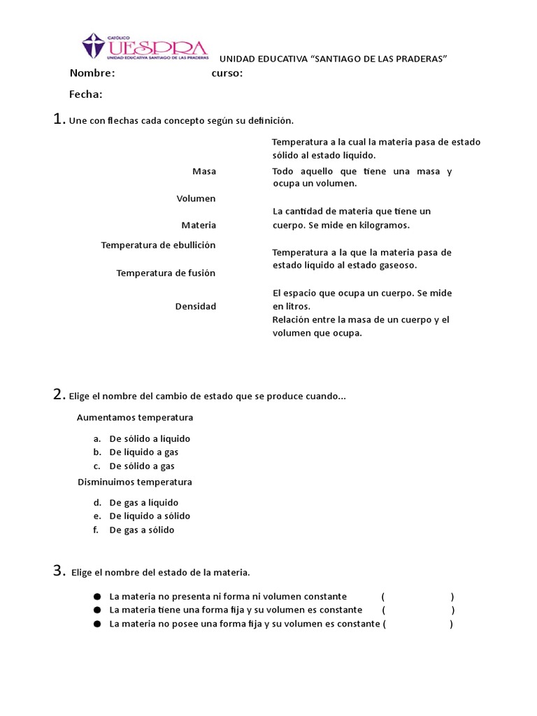 Tarea Quimica 1 Propiedades de La Materia | PDF Tarea Quimica 1 Propiedades de La Materia | PDF