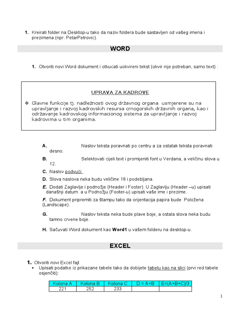 Poznavanje Rada Na Računaru Test | PDF