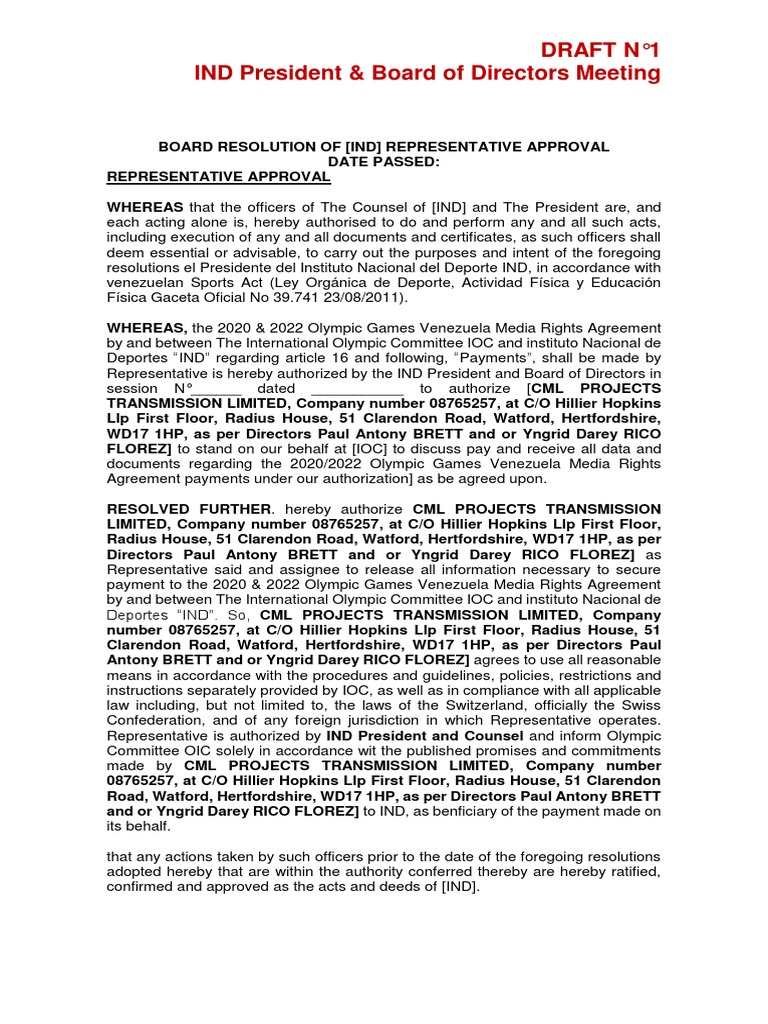 Board Resolution Approving Representative | PDF | Government | Justice