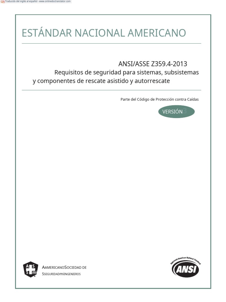 ANSI+ASSE+Z359 4-2013 en Es | PDF | Cuerda | Conector eléctrico