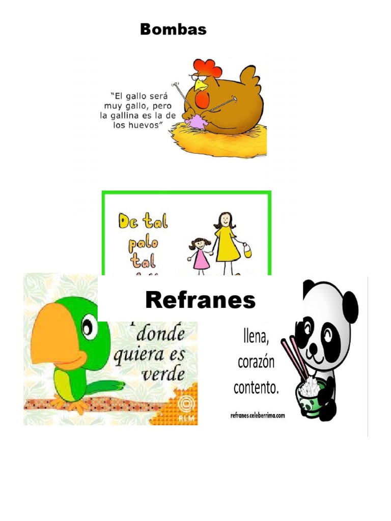 5.bombas, 5 Refranes, 5colmos 5 Chistes, 2 Similes 2 Canciones de Cuna ...