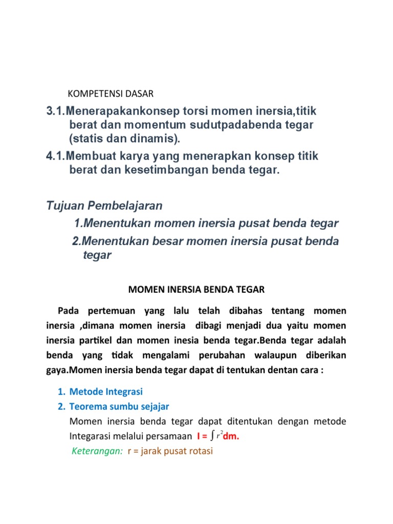 Momen Inersiabenda Tegar | PDF