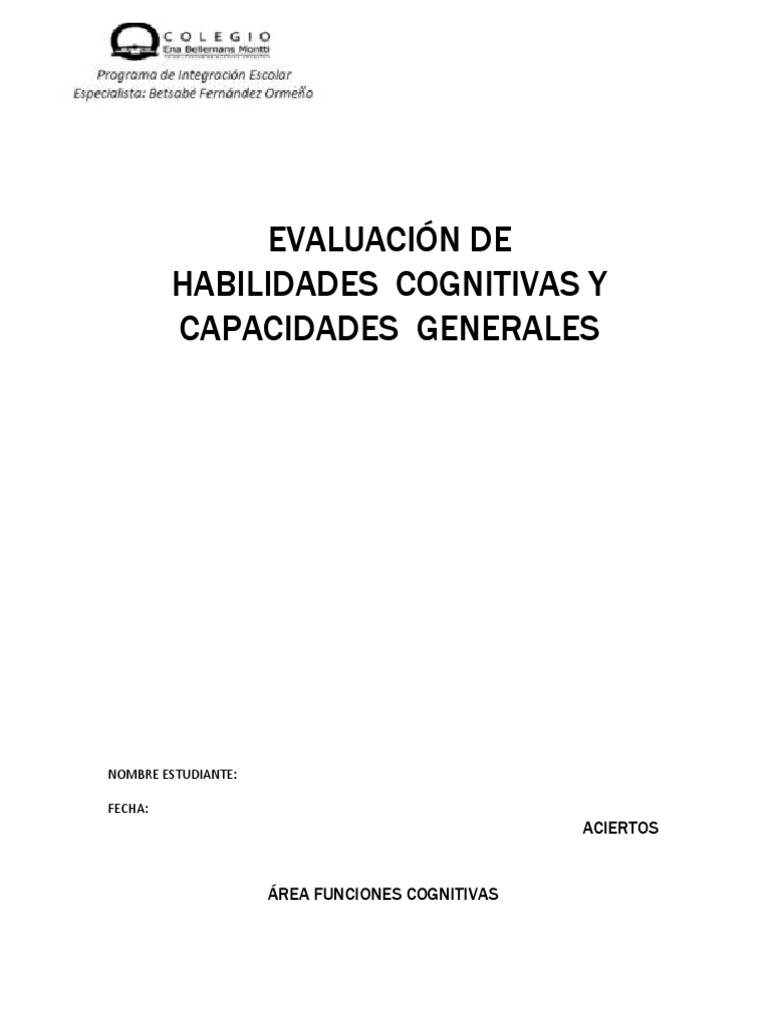 Evaluación de Habilidades Cognitivas y Capacidades Generales | PDF