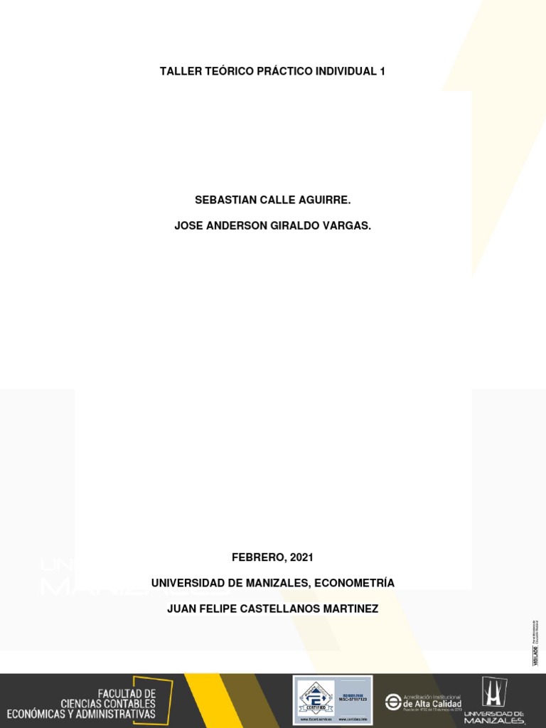 Taller Teórico Práctico Individual1 | PDF | Econometría | Teoría