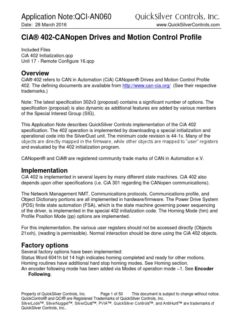 CiA402 CANopenDrivesAndMotionControlProfile | PDF | Computer Engineering | Computing