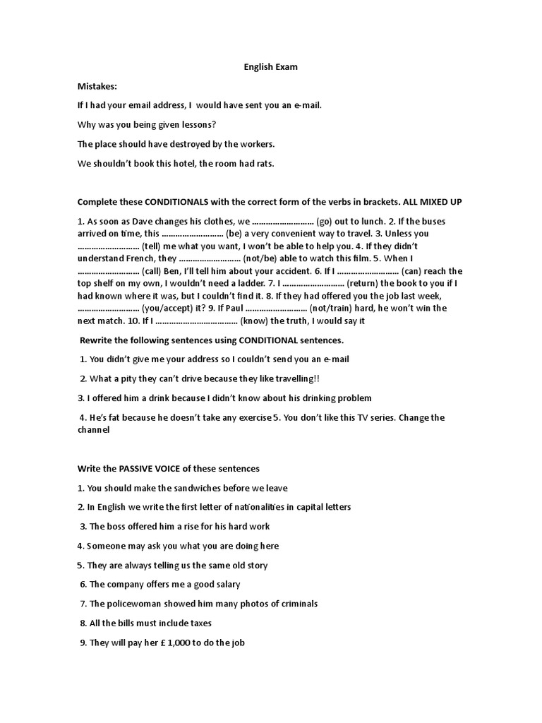 English Grammar Exam | PDF