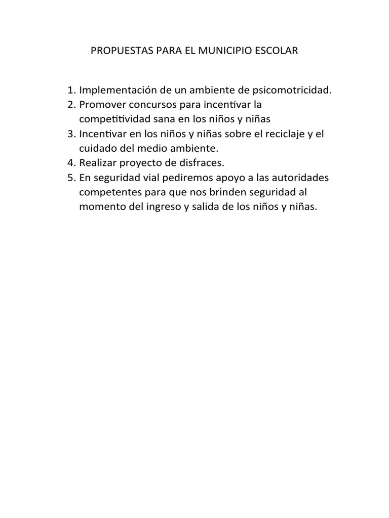 Propuestas para El Municipio Escolar | PDF