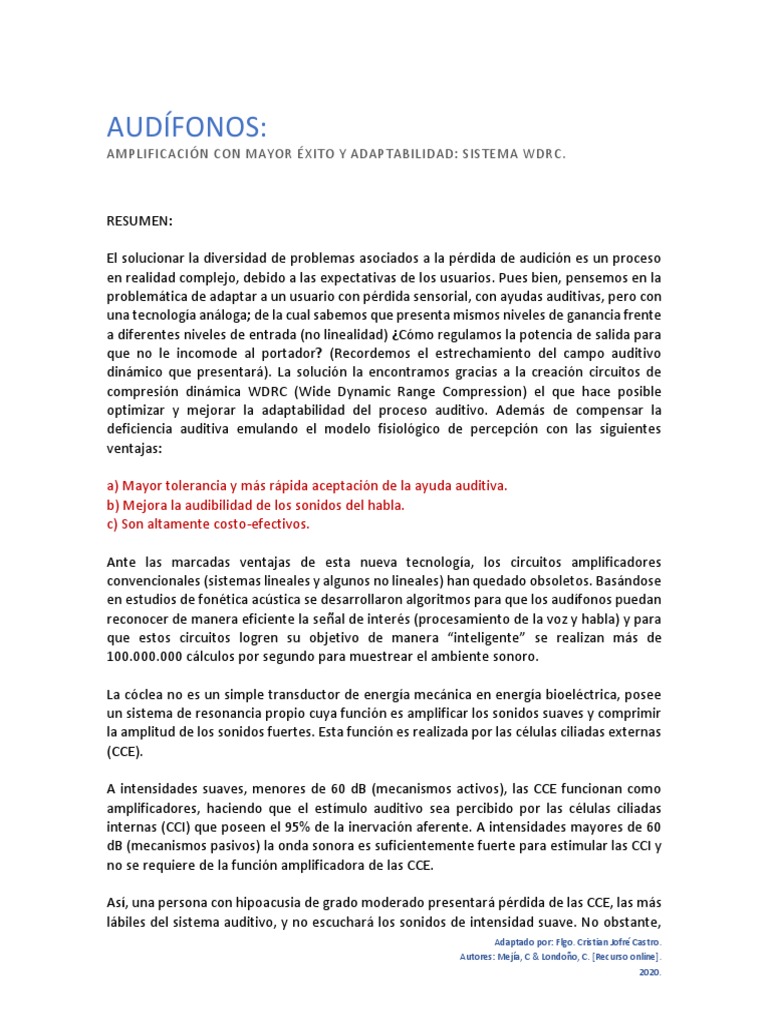Ventajas del WDRC en audioprótesis | PDF