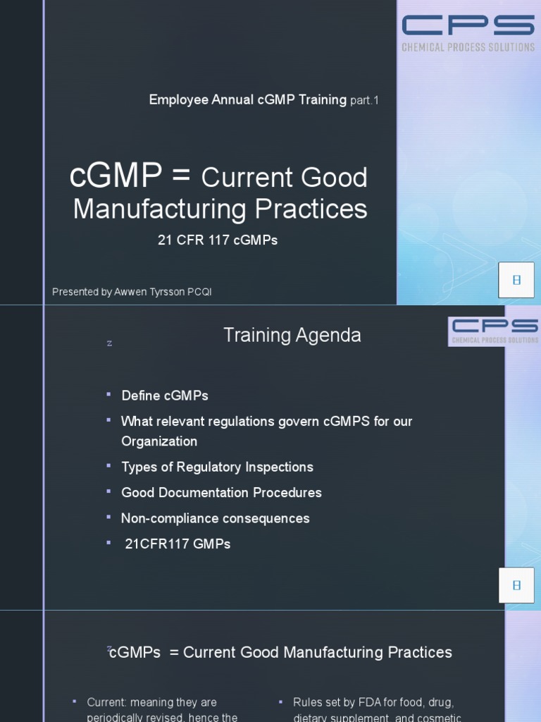 CGMP Part 1 Annual Training Tennex | PDF | Sanitation | Food And Drug Administration