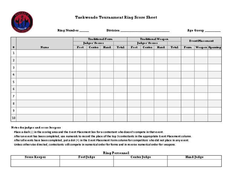 Traditional Score Sheet | PDF