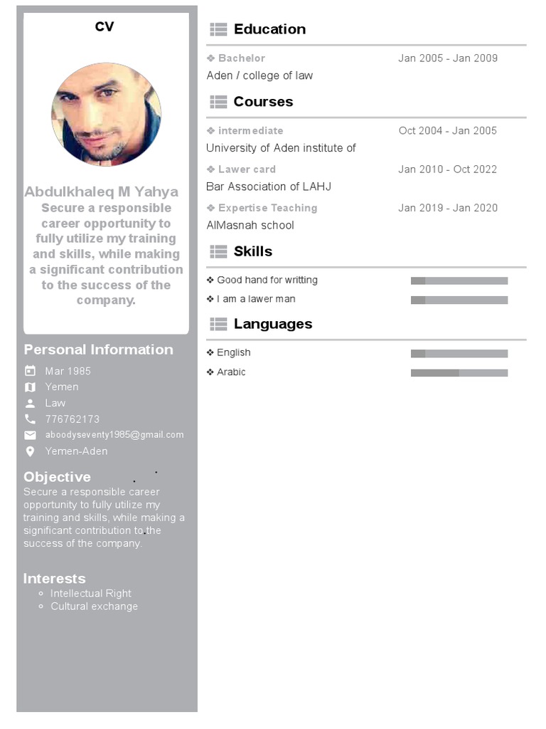 Abdulkhaleq M Yahya's CV Summary | PDF