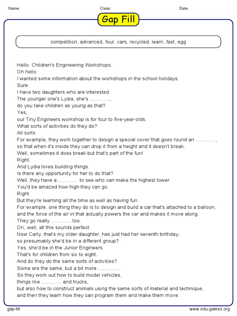 Gap Fill | PDF | Language Arts & Discipline