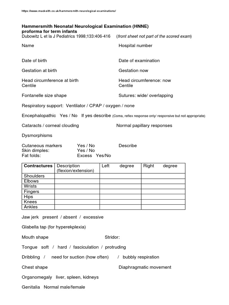 Neonatal Neurological Exam Guide | PDF