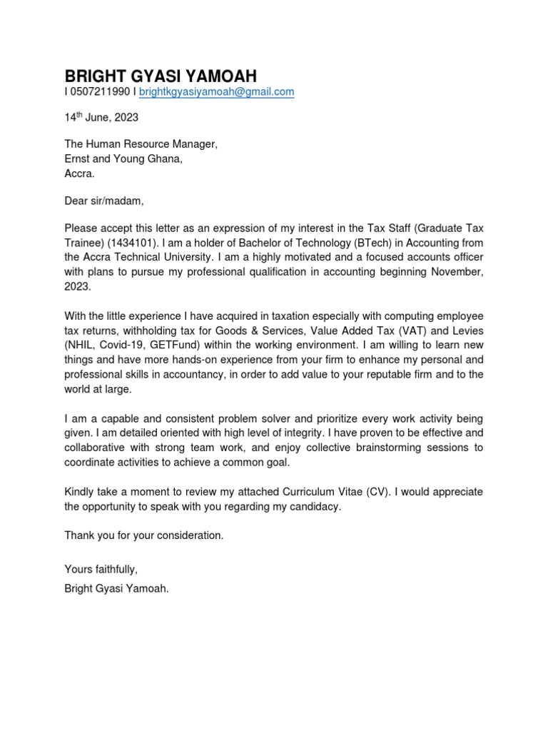 Cover Letter (E.Y) | PDF