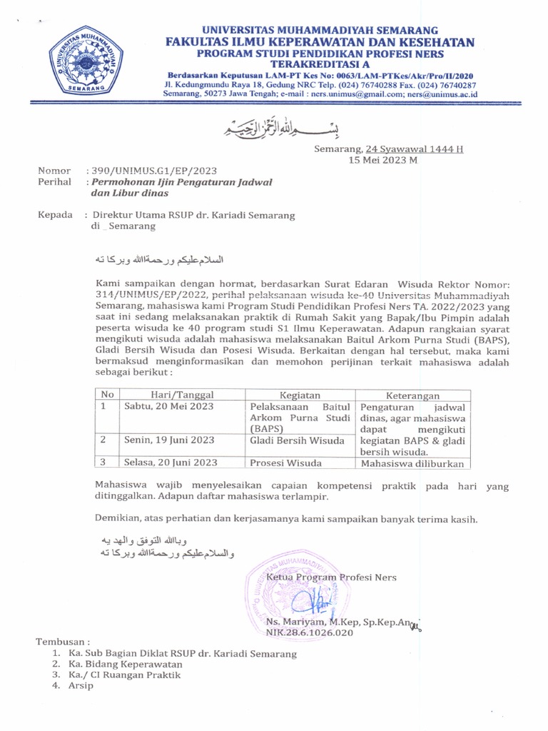 390.RSDK - Permohonan Ijin Pengaturan Jadwal Dan Libur Dinas | PDF