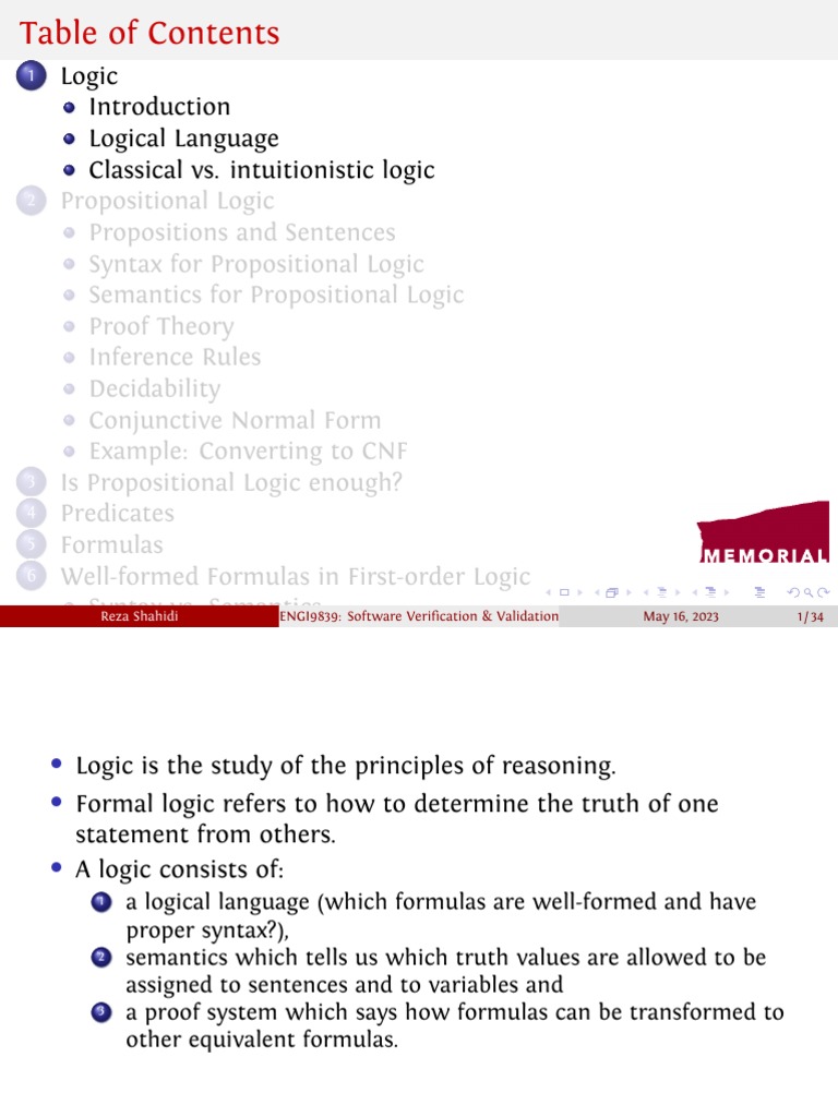 ENGI9839 LogicBackground Part11 | PDF | First Order Logic | Interpretation (Logic)