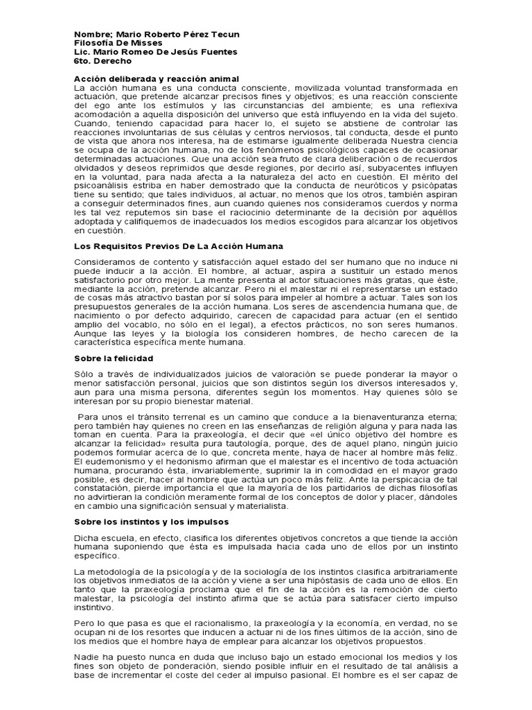 Acción Deliberada en la Conducta Humana | PDF | Filosofía | Ciencia y ...