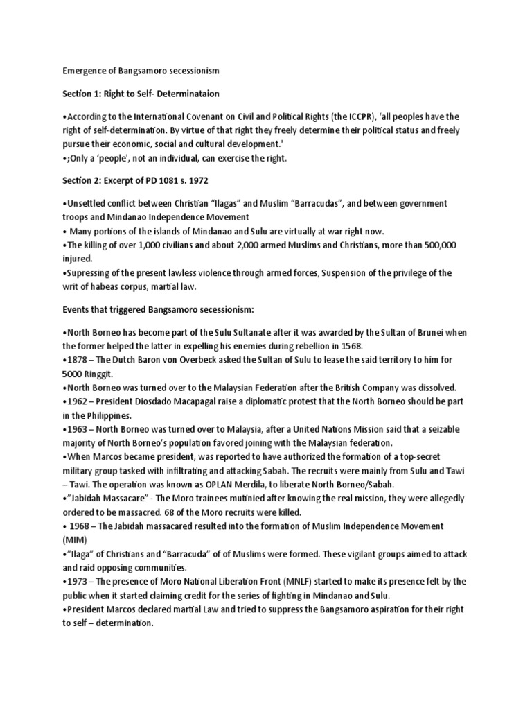 Emergence of Bangsamoro Secessionism | PDF