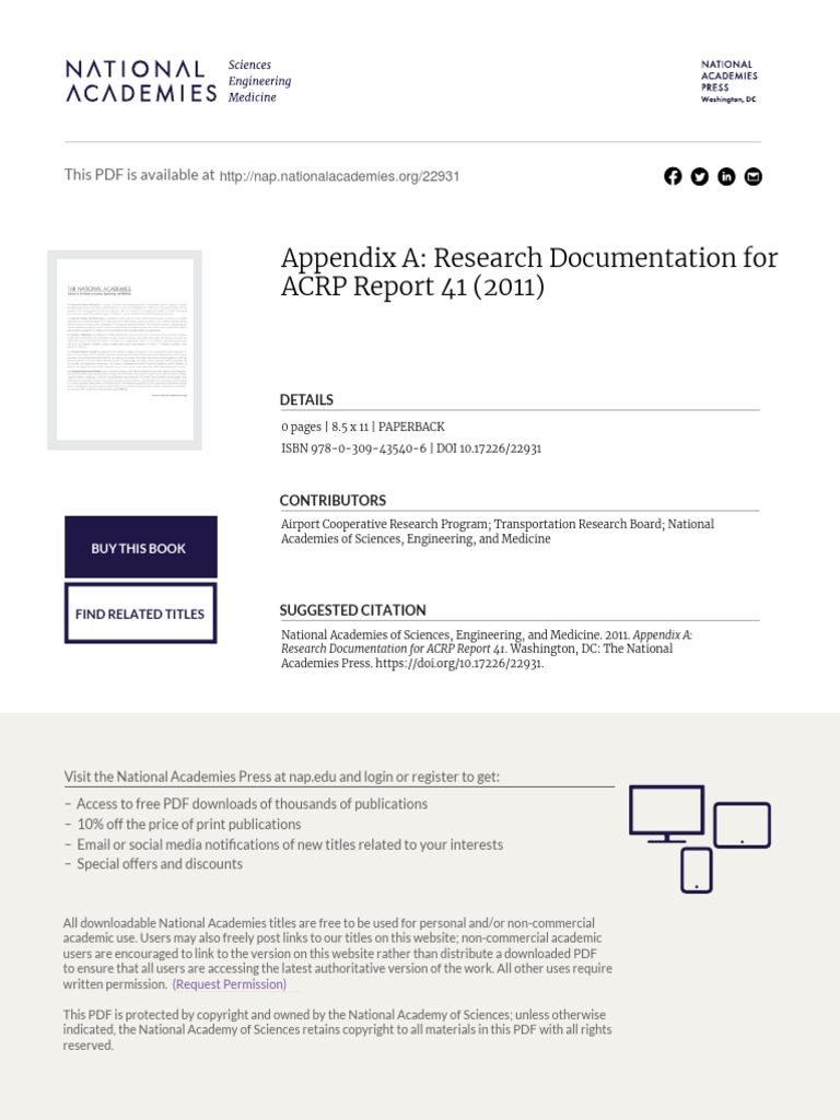 Appendix A: Research Documentation For ACRP Report 41 (2011) | PDF