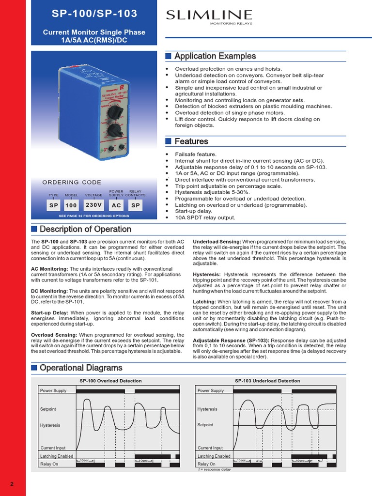 SP100-SP103 Datasheet | PDF | Relay | Power Supply