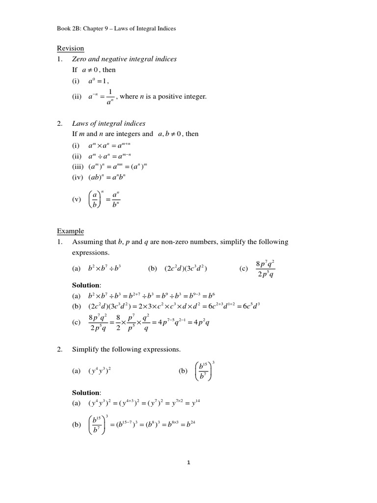 Revision - 2B09 - Laws of Integral Indices | PDF | Discrete Mathematics ...