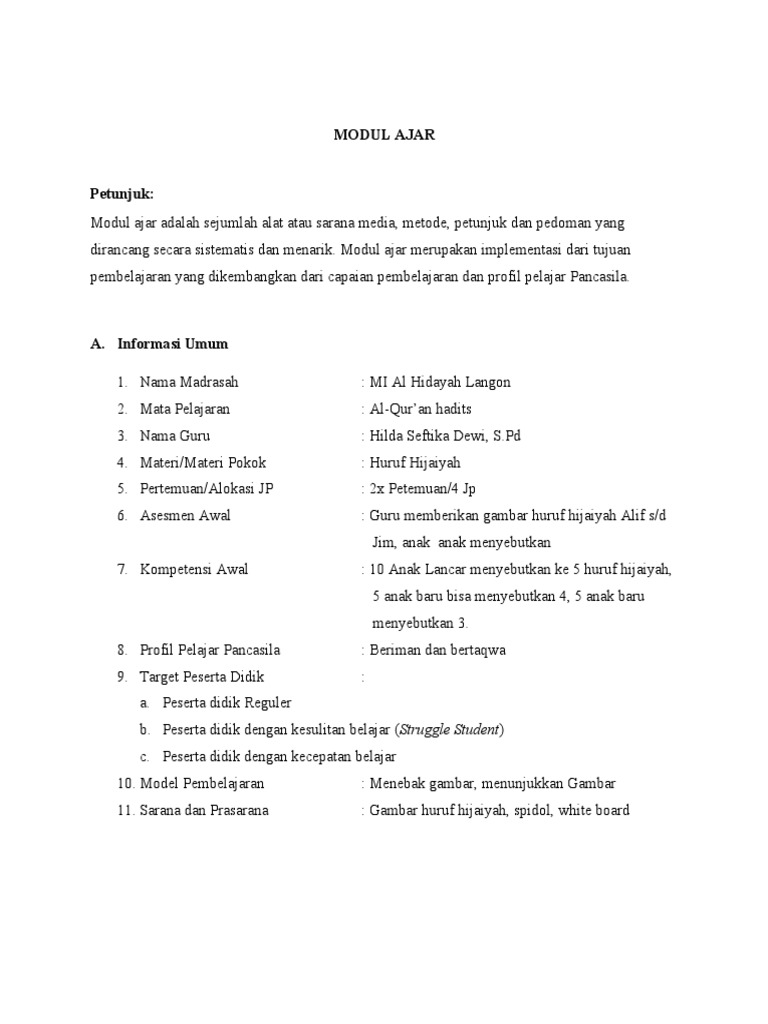 Modul Ajar Hilda | PDF | Karier & Perkembangan