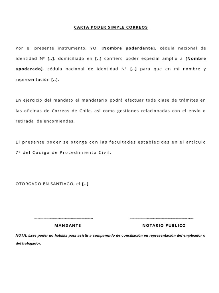 Poder Simple Correos Chile | PDF