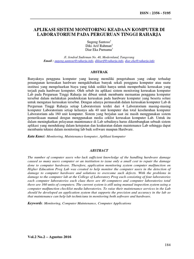 Aplikasi Sistem Monitoring Keadaan Kompu F78261ed | PDF