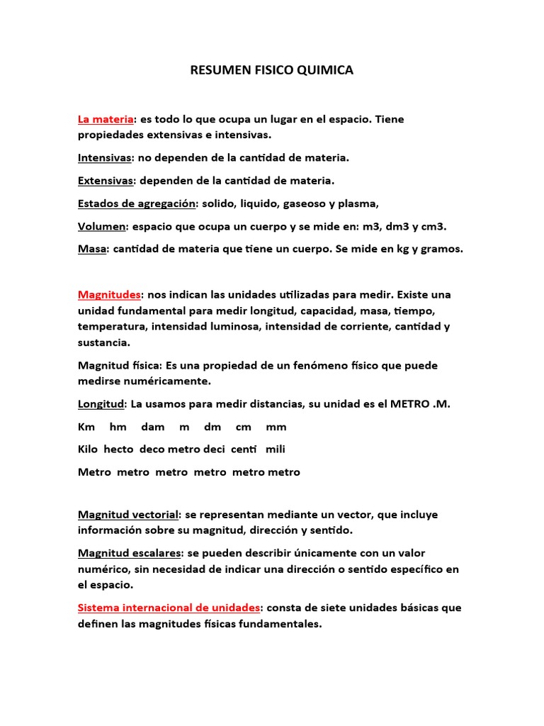 Resumen Fisico Quimica | PDF