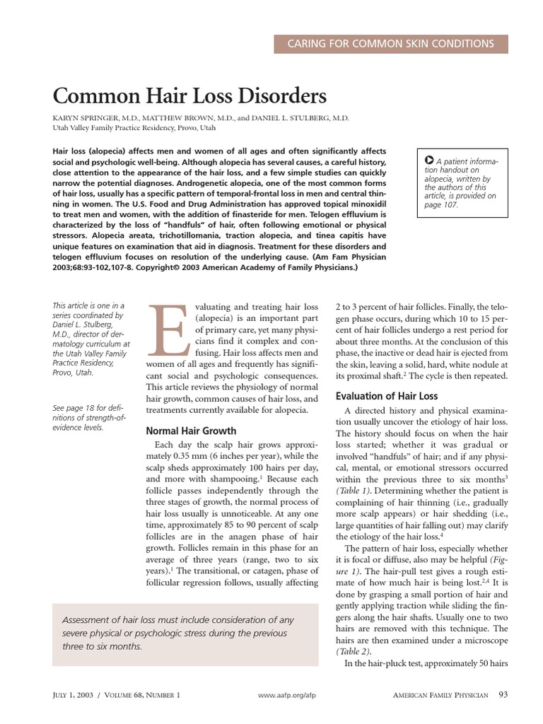 Common Hair Loss Disorders: Caring For Common Skin Conditions ...
